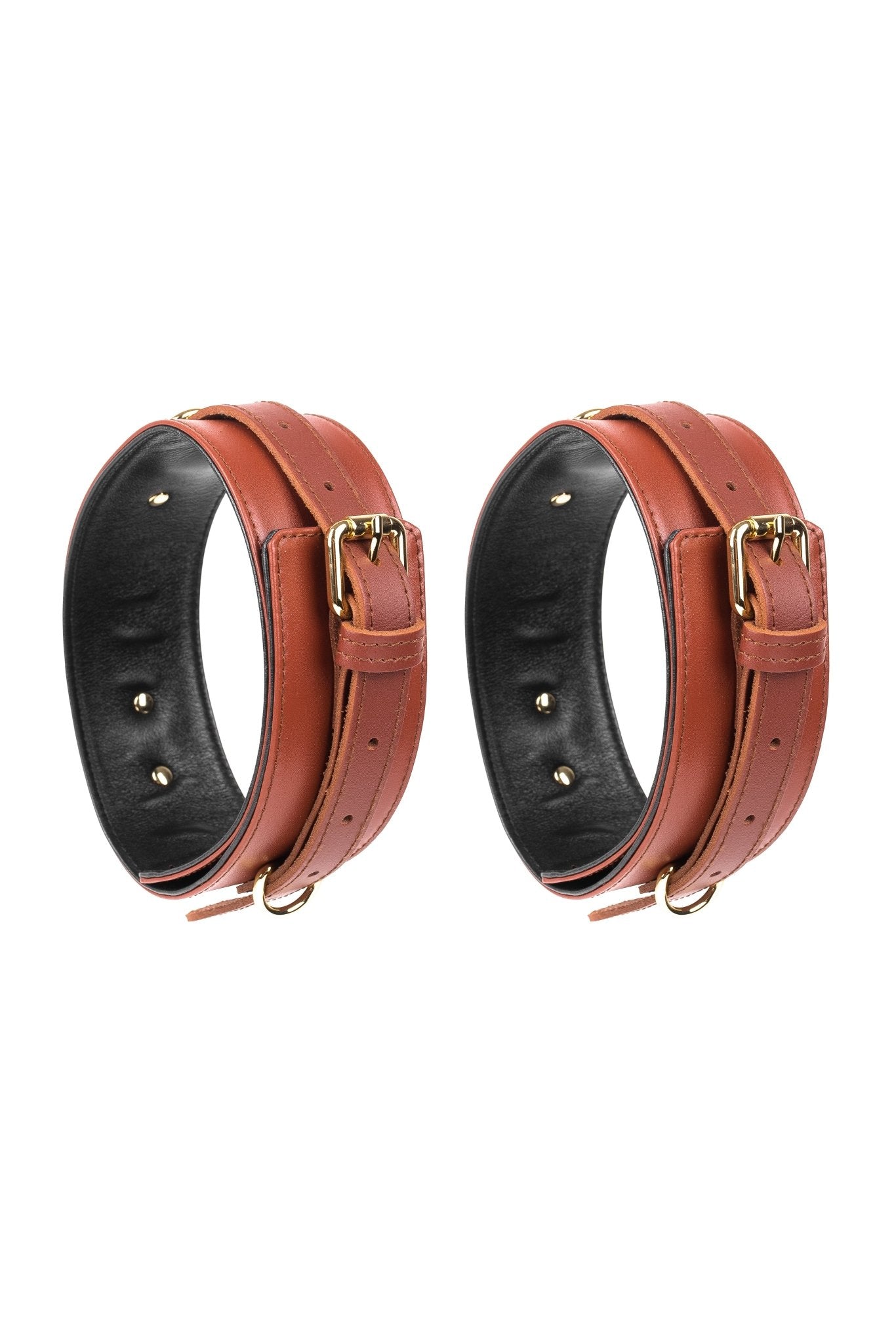 Thigh cuffs. Leather Garters. Brown